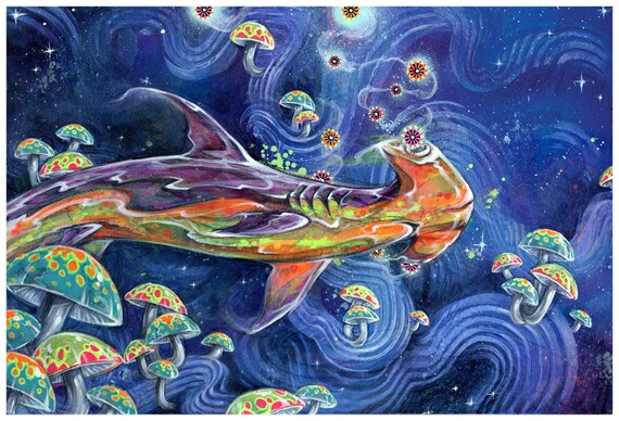 Hammerhead Shark Art Print Surreal Artwork Wall Art Wall