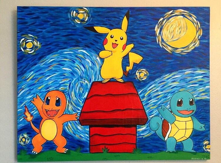 Pokemon Painting/ Pokemon Starry Night / Large Pokemon