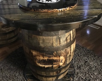 Whiskey barrel table | Etsy