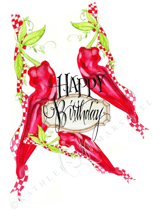 Red Chili Peppers Birthday Card Hand made Blank Original