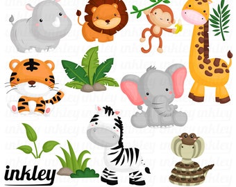 BABY JUNGLE ANIMALS Digital Clipart Set Imagenes de