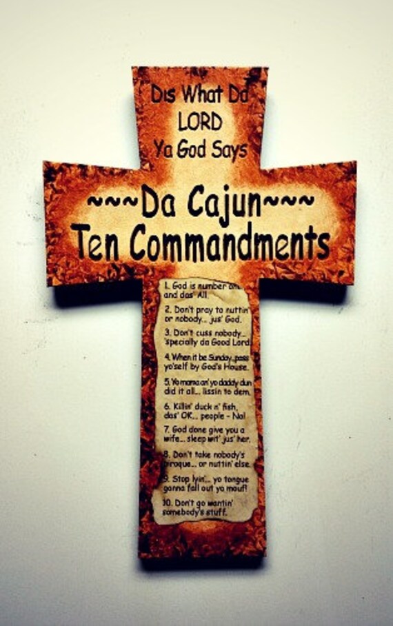CAJUN 10 Commandments Cross with Paper Finished Streaked