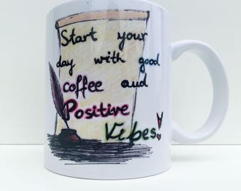 Think Happy Thoughts Mug / Positive Thinking / Positive Quotes