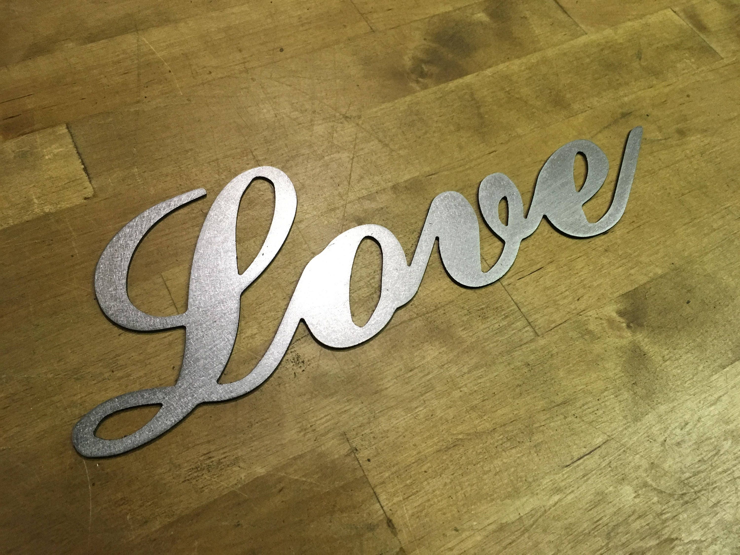 Love Cursive Writing Steel Metal Wall Art
