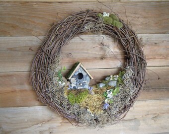 Birdhouse wreath | Etsy