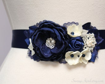 Navy blue sash | Etsy