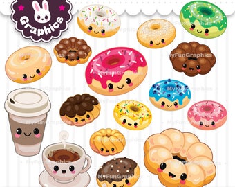Donuts Clip Art Doughnut Clipart Dessert Clipart Cute