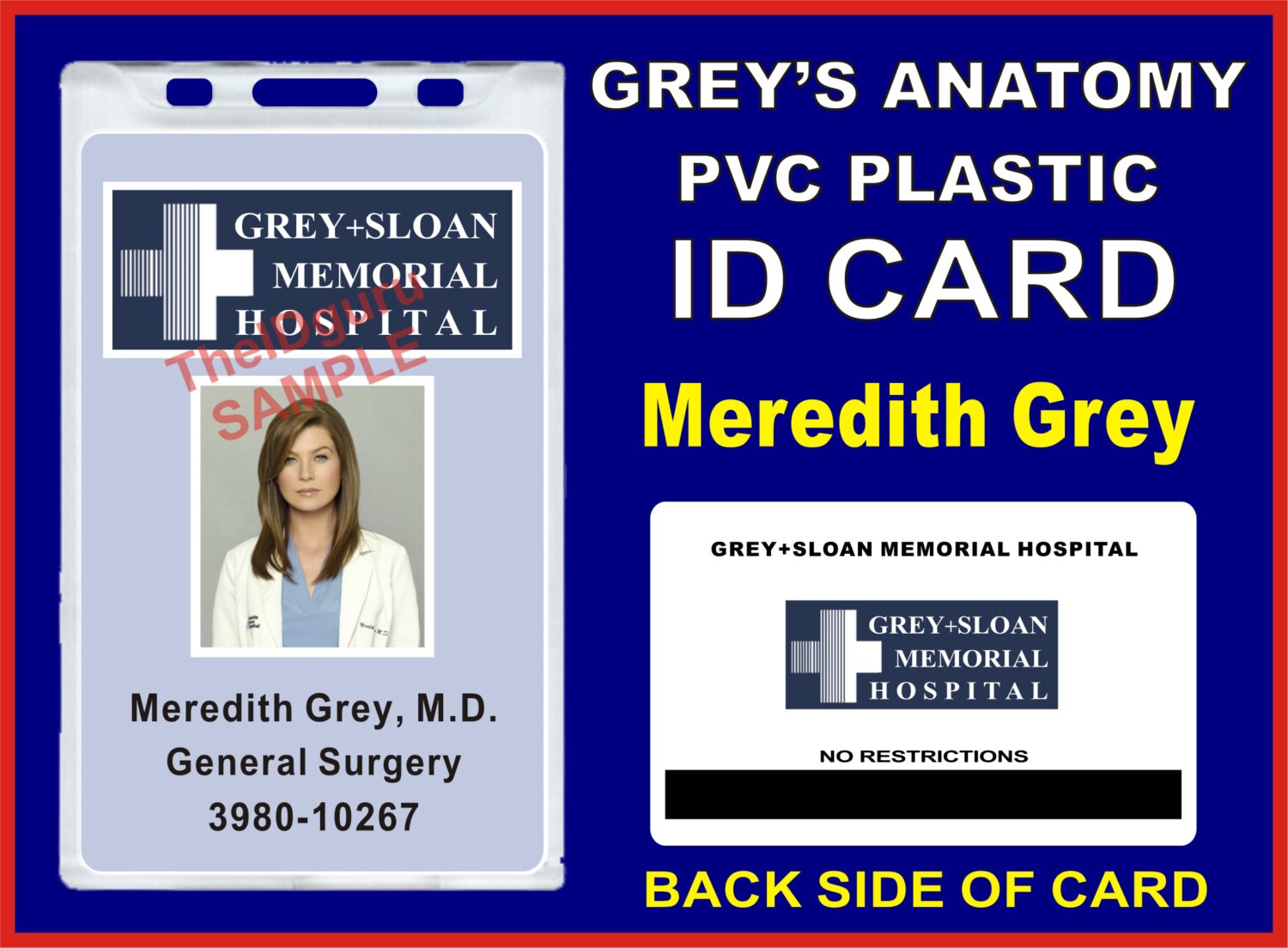 Grey s Anatomy Meredith Grey s ID Badge Card Prop Grey s Anatomy Meredith Grey s ID Badge Card Prop