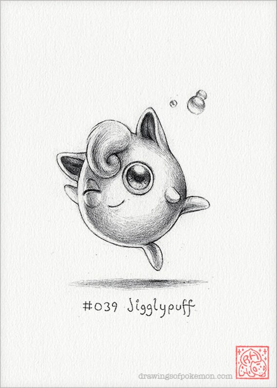 Jigglypuff 5 x 7 print pokemon drawing art artwork