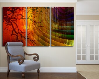 Abstract Shapes Art 3 Panel Split Triptych Canvas Print.