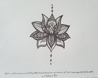 Lotus drawing | Etsy