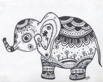 Zentangle elephant | Etsy