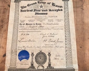 Masonic certificate | Etsy