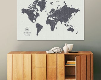 Gray world map | Etsy