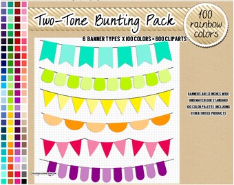 SALE 600 triangle bunting clipart flag clipart rainbow banner