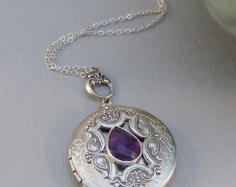 Amethyst locket | Etsy