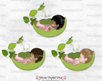 Pea in a pod clipart | Etsy