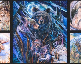 Wolf fabric panel | Etsy