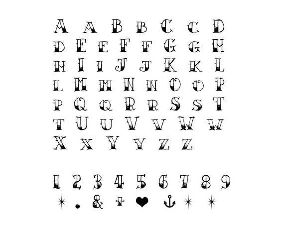 Sailor Jerry Temporary Alphabet Tattoo Set of 2 Vintage