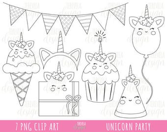 Unicorn Clipart Unicorns Digital Stamp PNG EPS