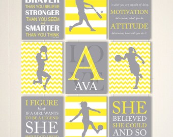 Girls motivational sports quotes girls volleyball wall art