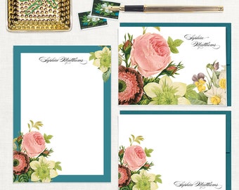 complete personalized stationery set YELLOW ROSE note
