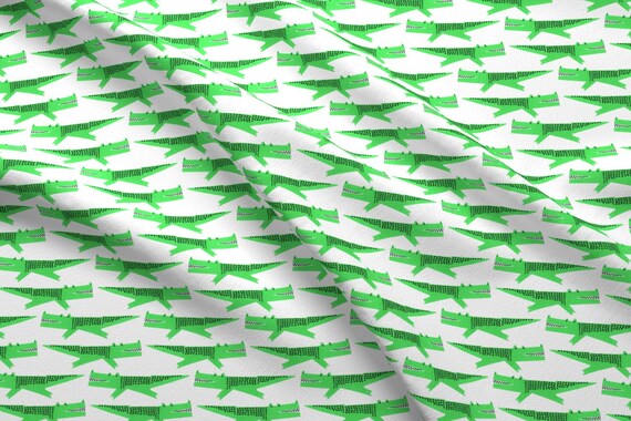 Alligator Fabric Alligator By Anda Corrie Kawaii Green