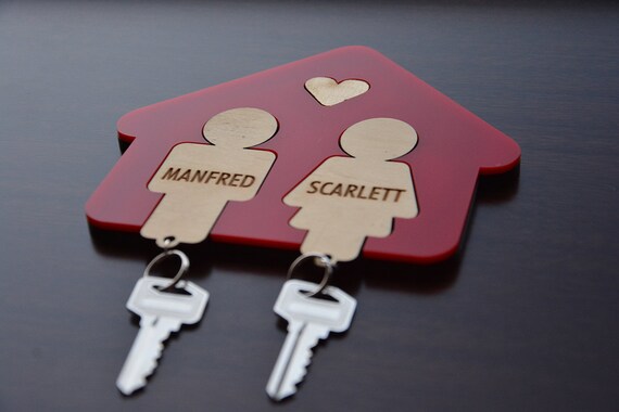 Items similar to Plexi family House key chain rack with coat rack ...