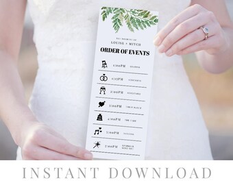 Printable Order of Events Sign Pink Wedding Order of Events
