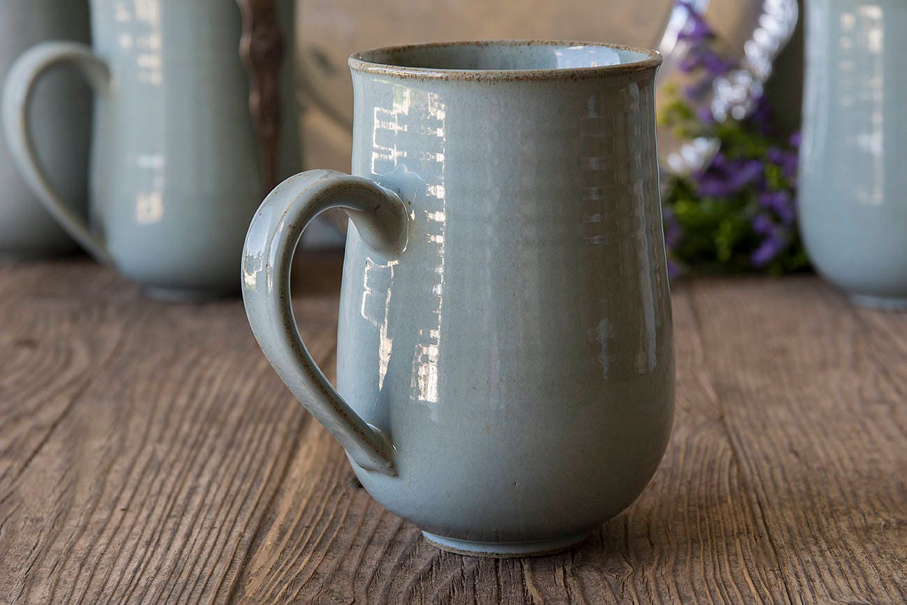 Ceramic Big Mugs Set 14 oz Hand Thrown Mugs Set of 4 or 6