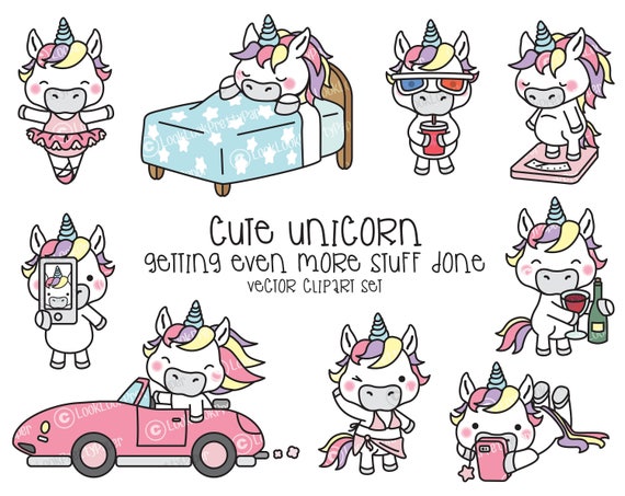 Premium Vector Clipart Kawaii Unicorn Cute Unicorn