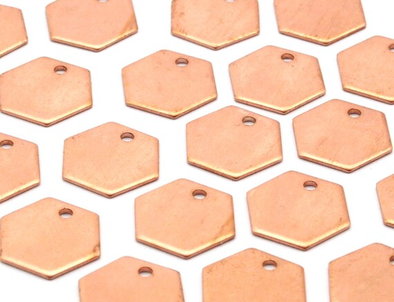 Copper Hexagon Charm 20 Raw Copper Hexagon Stamping Blank Tag