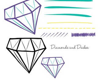 Premium Hand Drawn Diamond Clip Art Diamond Vectors Purple