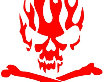Flaming skull decal | Etsy