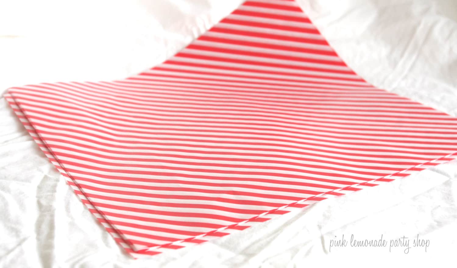 12 Red Stripe WAX PAPER sheets-Pink Lemonade party shop