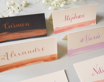 The LAUREN . Place Card Coasters with Guest Names & Tables