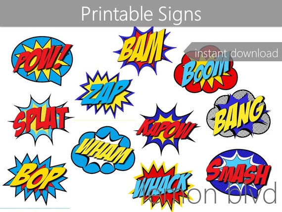 Superhero Signs Superhero Boy Party Printables Instant