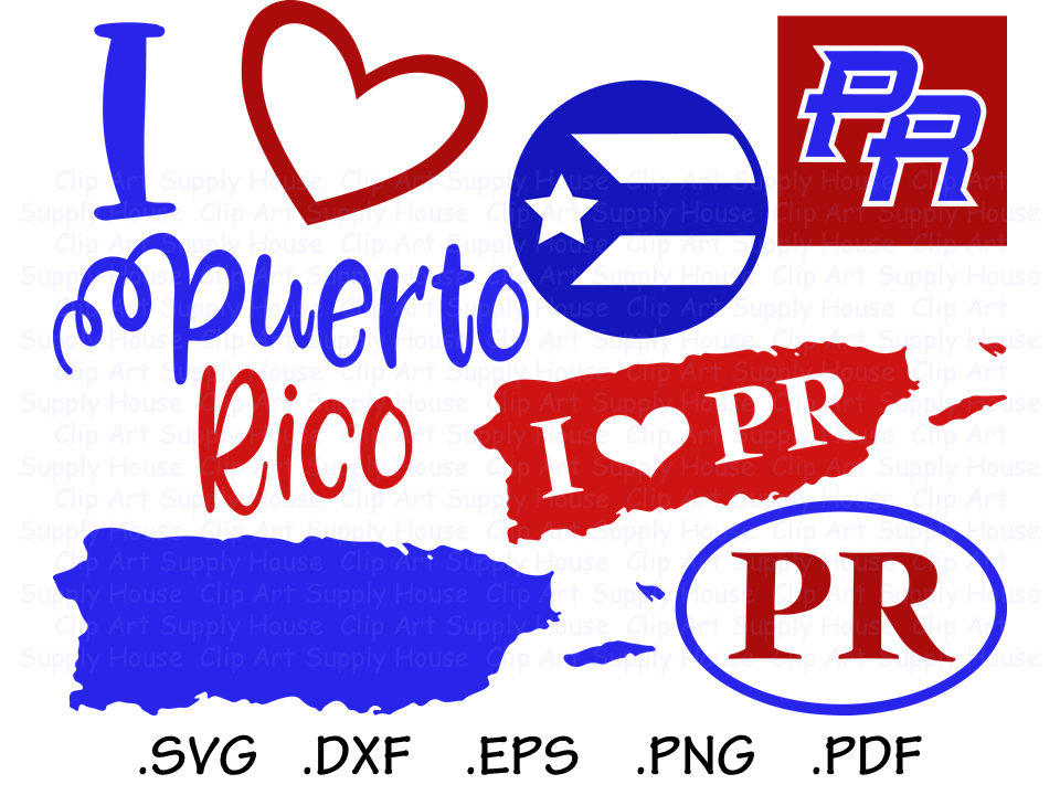 Puerto Rico SVG, Puerto Rico Clipart, Puerto Rico PNG, Silhouette and Cricut Files, Puerto Rico ...