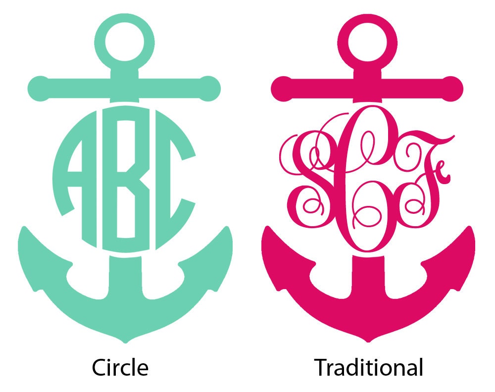 5 Preppy Monogram Anchor Car Decal Vinyl Decal Sticker
