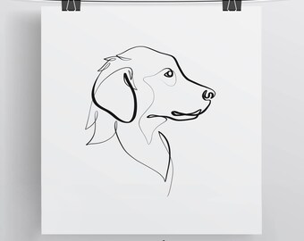 One line dog art | Etsy