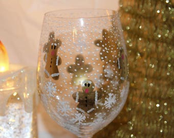 Christmas wine glass | Etsy