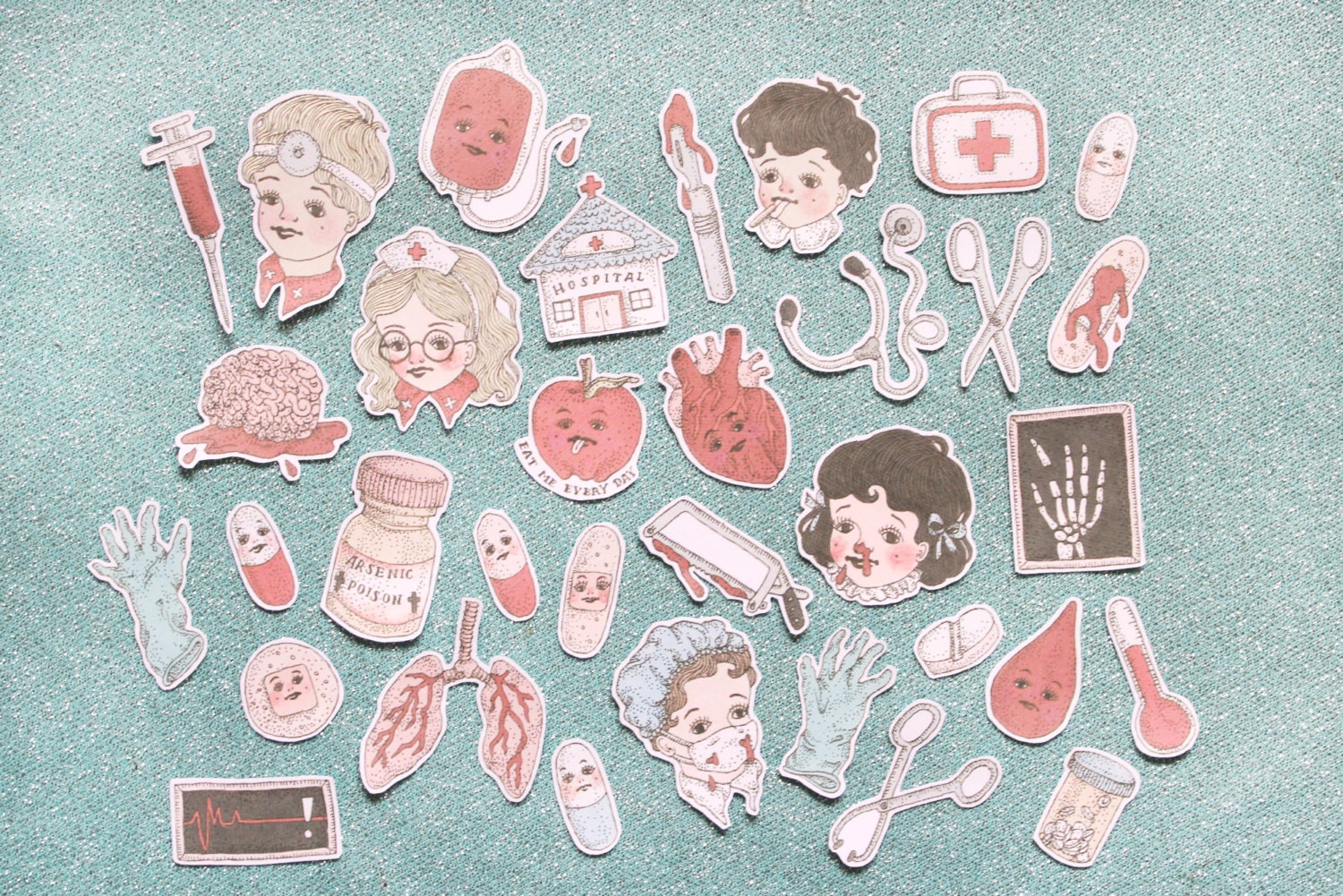 medical sticker set 34 pack