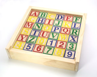 36-piece DELUXE ALPHABET NUMBER block set all natural