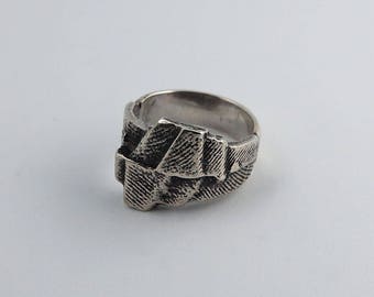 unisex silver ring abstract or irregular ring handmade