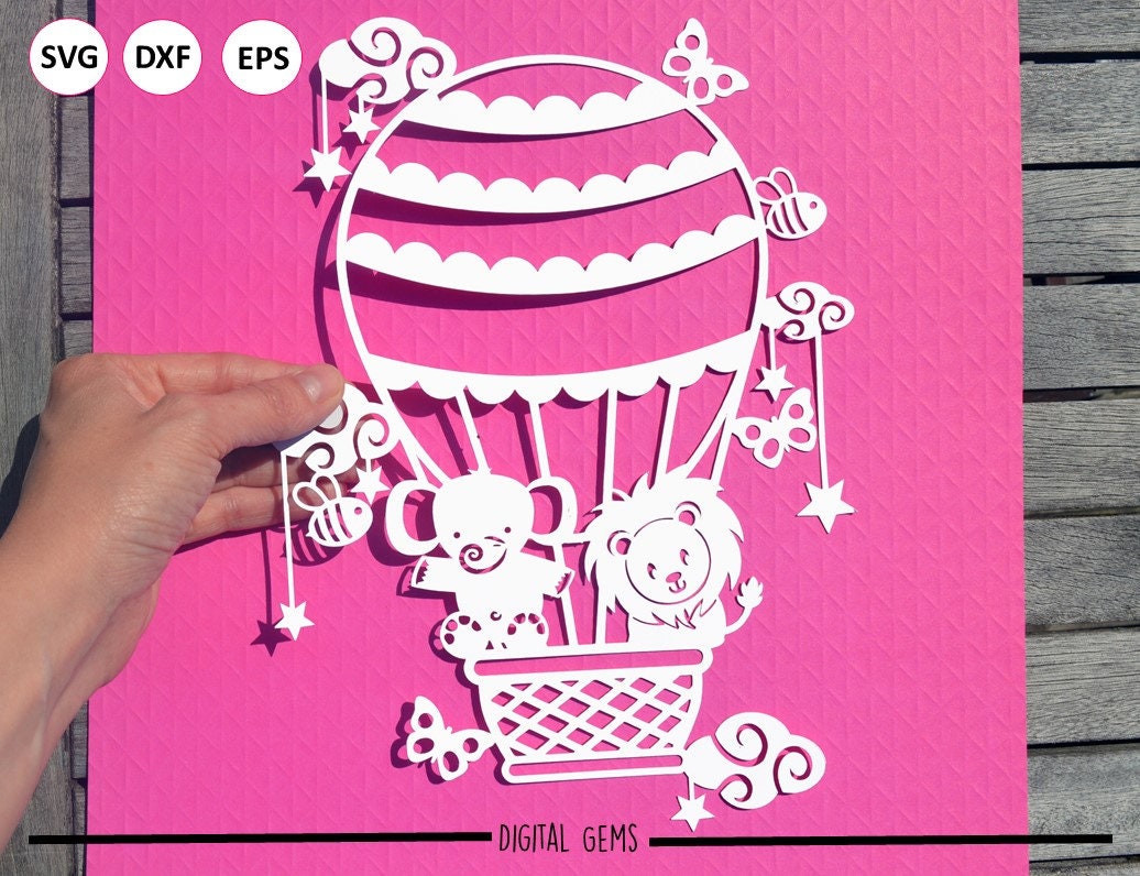 Hot air balloon paper cut svg / dxf / eps / files and pdf