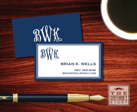 Regency Monogram Calling Cards Men's Personal Business
