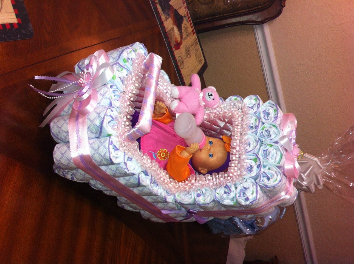 Elegant Diaper Stroller/ Original Design as Baby Shower/