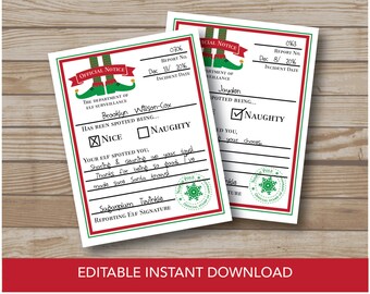 Santa Claus Elf Report Cards: Naughty and Nice Elf Report