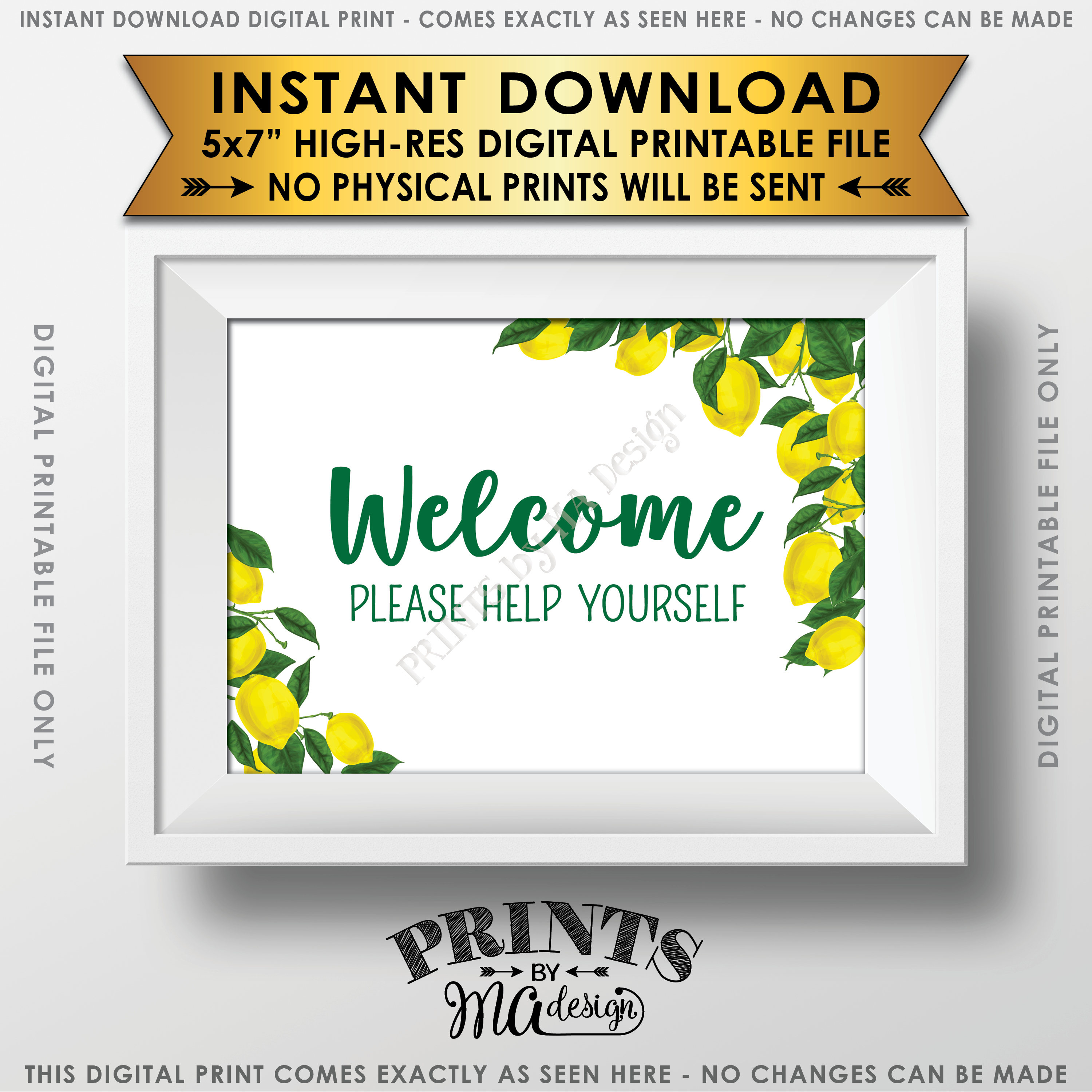 Lemon Themed Welcome Sign Welcome Please Help Yourself