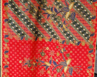 Red Malaysian batik fabric